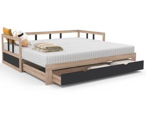 IDMarket Zoya Schlafsofa konvertierbar 90x190cm / 180x190cm Buche und ...