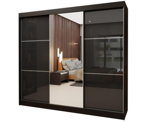 Masseno Vitale Schwebetürenschrank 3-türig mit Spiegel, schwarz ...