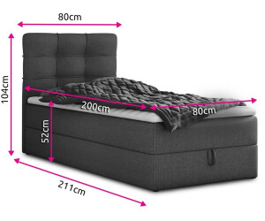 Sofnet Best Mini Boxspringbett Einzelbett mit Bettkasten, 80x200cm ...