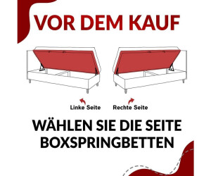 MKS ALDA Boxspringbett 90x200cm, Kunstleder dunkelgrau, Multipocket ...