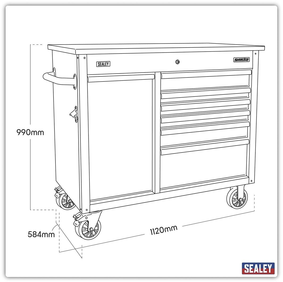 Buy Sealey Superline Pro Mobile Tool Cabinet 1120mm with Power Tool ...
