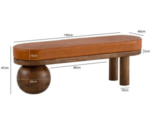 Wohnling Sitzbank Ziegenleder, Mangoholz, braun, 140x47x40cm (WL7.314 ...