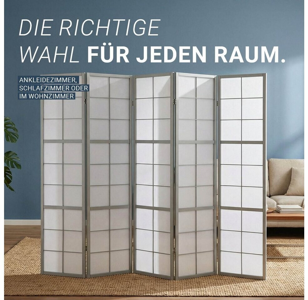 Homestyle4u Paravent Shoji 5-teilig, faltbar, grau (3144) ab 119,95 ...