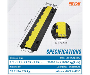 VEVOR Kabelschutzrampe 2-Kanal TPU/TPR 5er-Set 10000kg/Achse ...