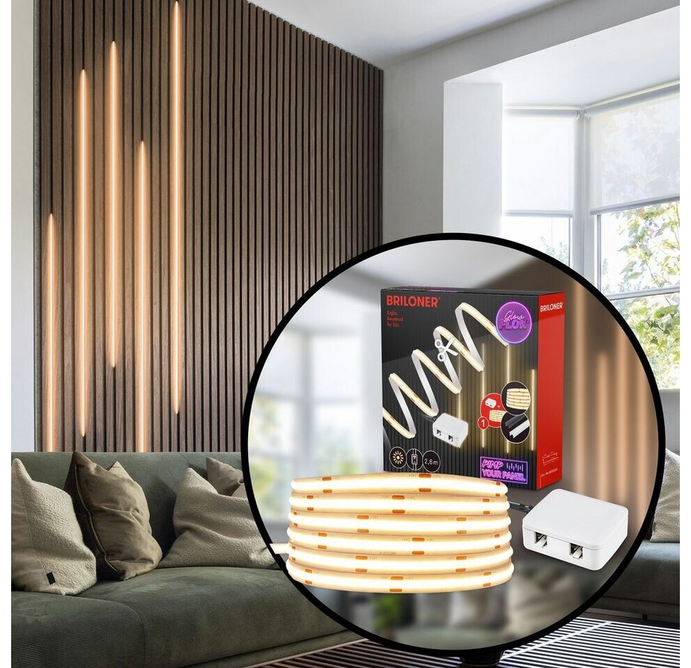 Briloner Pimp Your Panel COB LED Streifen Starterset warmweiß 3000K, 2 ...