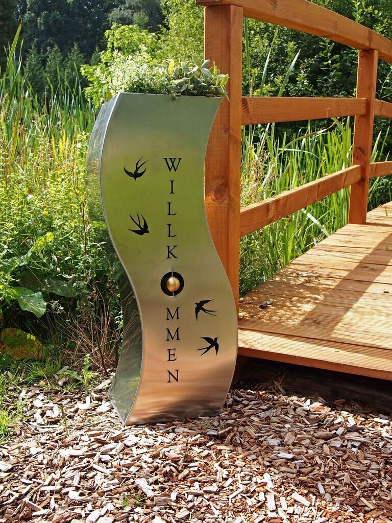Garden Pleasure Pflanzsäule geschwungen "Willkommen" Schwalben ...
