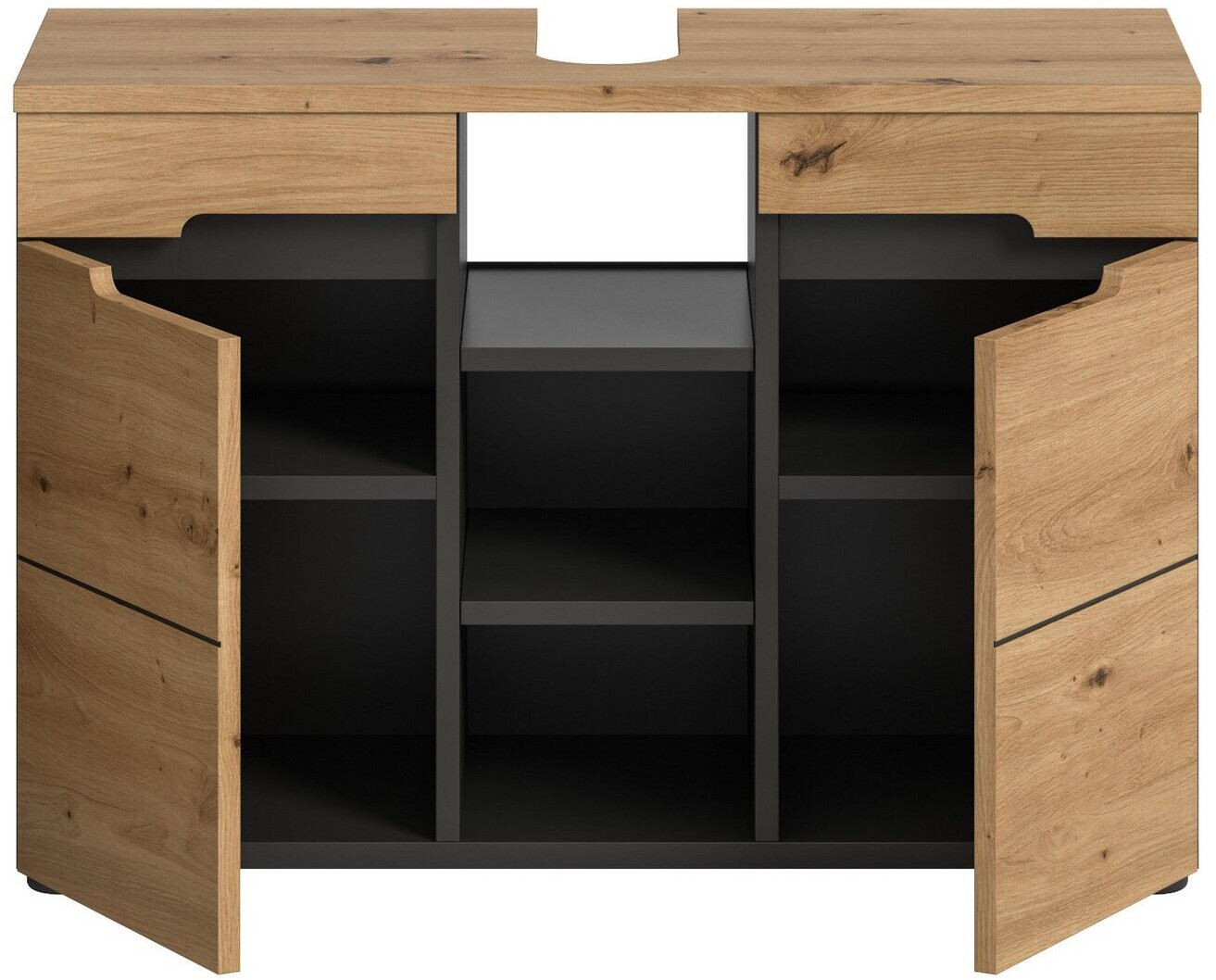 Inn.Furn Cooper Waschbeckenunterschrank Eiche Artisan/Basalt Grau, 80cm ...