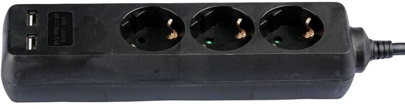 V-TAC 3-Weg Steckdose mit 2 USB, Schuko, 1,5m Kabel, schwarz (8776) ab ...
