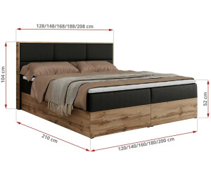 MKS Albero 2 Boxspringbett mit Bettkasten, Kunstleder schwarz ...