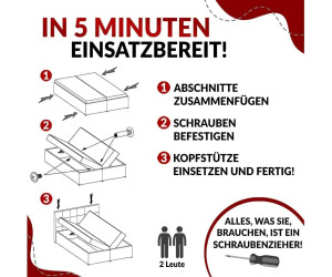 MKS Albero 2 Boxspringbett mit Bettkasten, Kunstleder schwarz ...