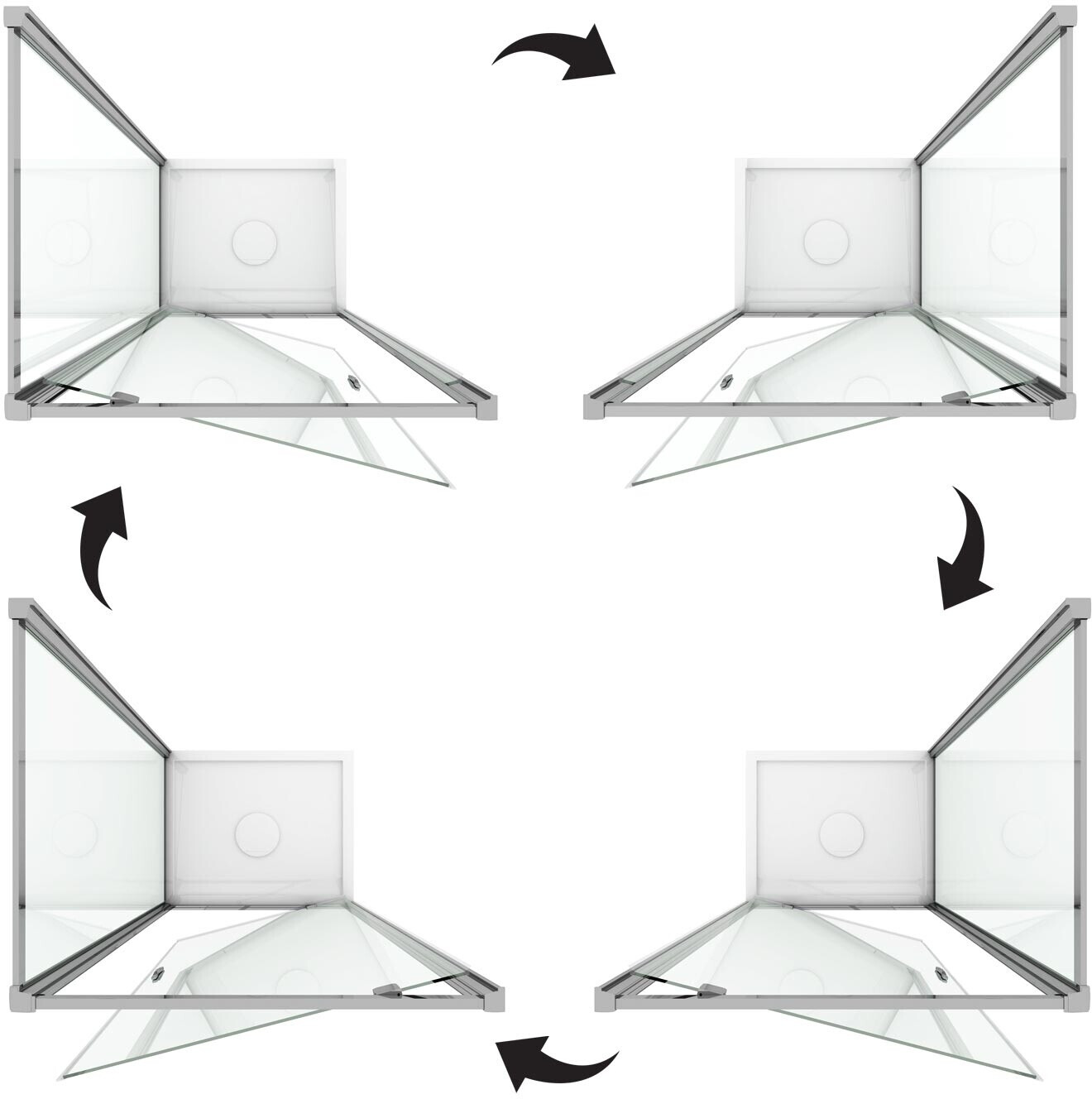 Idralite Cabine de Douche 90x90cm Porte Battante Entrée Frontale Verre ...