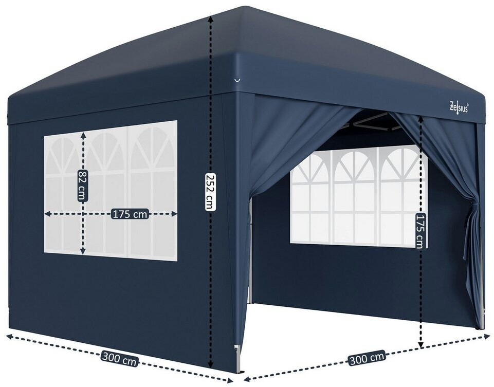 Zelsius Faltpavillon 3x3m mit Seitenwänden, blau, UV30 ab 85,46 ...