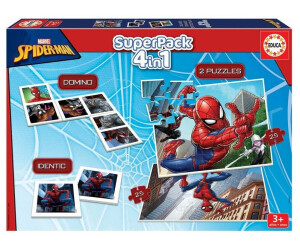 Educa Borrás Superpack Spiderman 4-in-1 Puzzle, Domino, Memory, ab 3 ...
