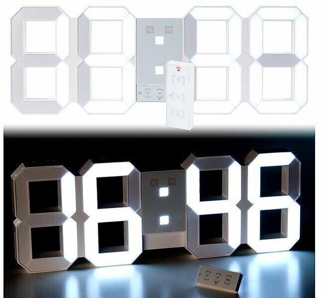 Lunartec Digitale XXL-LED-Tisch- & Wanduhr 45cm, dimmbar, mit Wecker ...