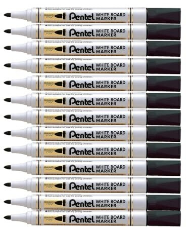 Pentel Whiteboard Marker 4,2mm Rundspitze, schwarz, 12er-Pack (MW85-AE ...