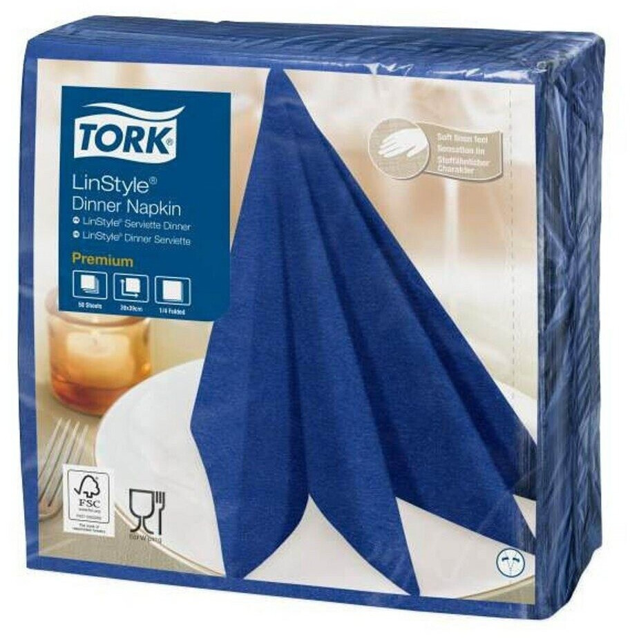 Tork LinStyle Dinnerservietten 39x39cm 1-lagig mitternachtsblau (478856 ...