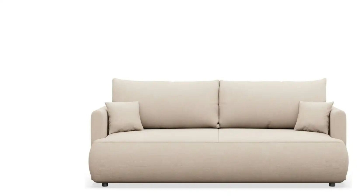 Selsey Ovo Mini 3-Sitzer Schlafsofa mit Bettkasten, Chenille, creme ...
