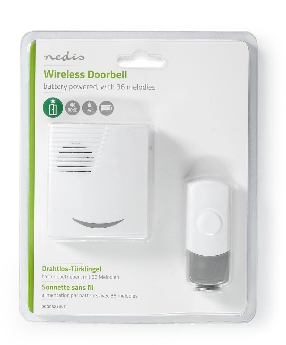 Nedis Kit sonnette sans fil 80dB 300m IP44 (DOORB211WT) au meilleur ...