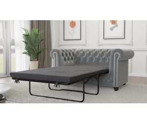 S-Style Möbel Nyx Chesterfield-Sofa 2-Sitzer mit Schlaffunktion, grau ...