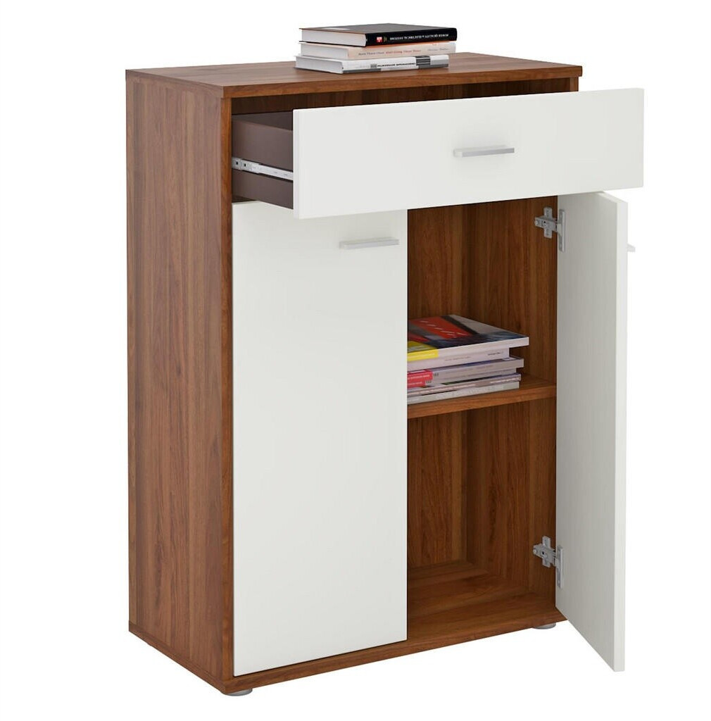 Caro Möbel Tommy Highboard 2 Türen, Nussbaum/weiß, 60x84x30cm ab 79,95 ...