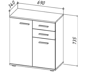 Komodee FAUSKE Sideboard 2 Türen, 2 Schubladen, Sonoma Eiche/weiß ...