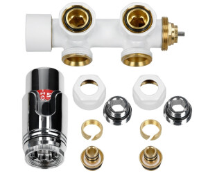 LuxeBath Multiblock Ventil-Armaturen Set Eckform, Thermostatkopf ...