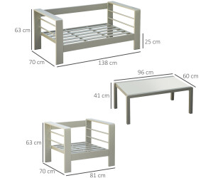 Buy Outsunny 4-Piece Aluminium Garden Furniture Set with Padded ...
