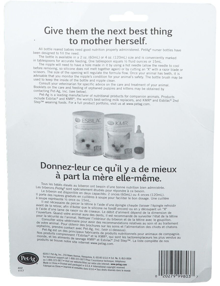 Farnam Nursing Kit Tierflasche 120ml mit Saugern und Reinigungsbürste ...