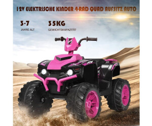 Costway Elektro-Kinderquad 12V mit Scheinwerfer, Musik & Hupe, rosa ...
