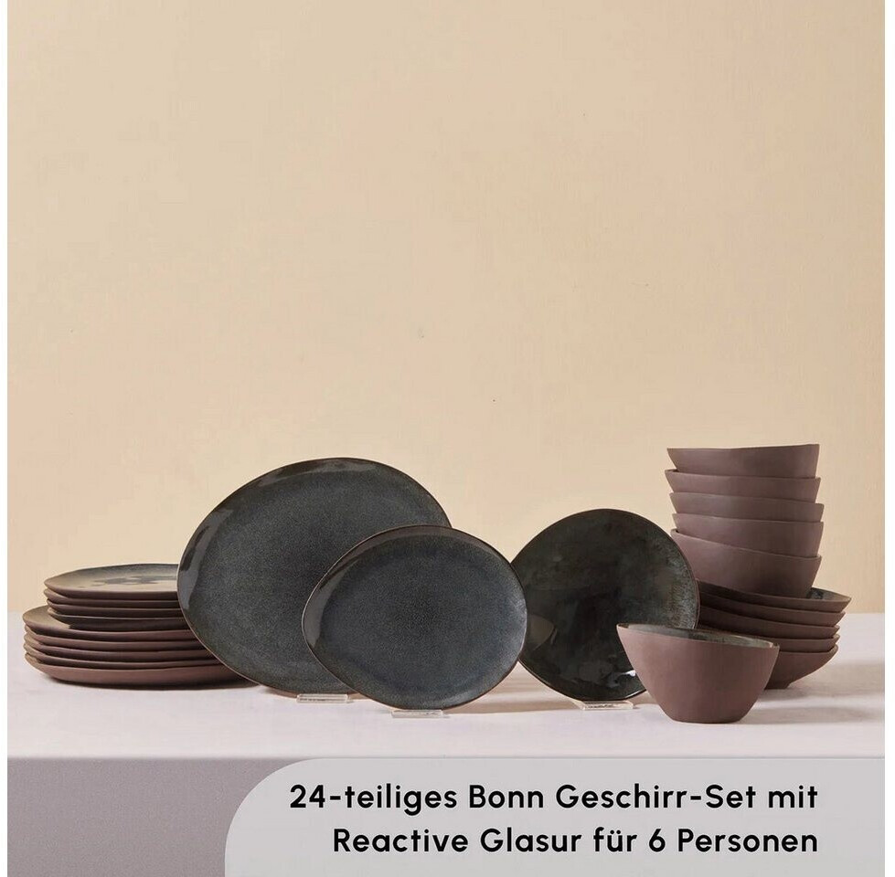 Karaca Bonn Reactive Steingut-Geschirrset, 24-teilig, 6 Personen (153 ...