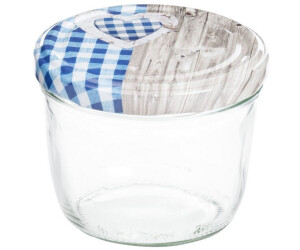 MamboCat Sturzgläser-Set 230ml Twist-Off-Deckel Holz-Herz blaukariert ...