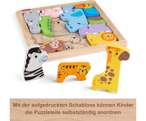 Fisher-Price Holz-Tierpuzzle mit Formensortierer, 13 Teile (JFG10) ab ...