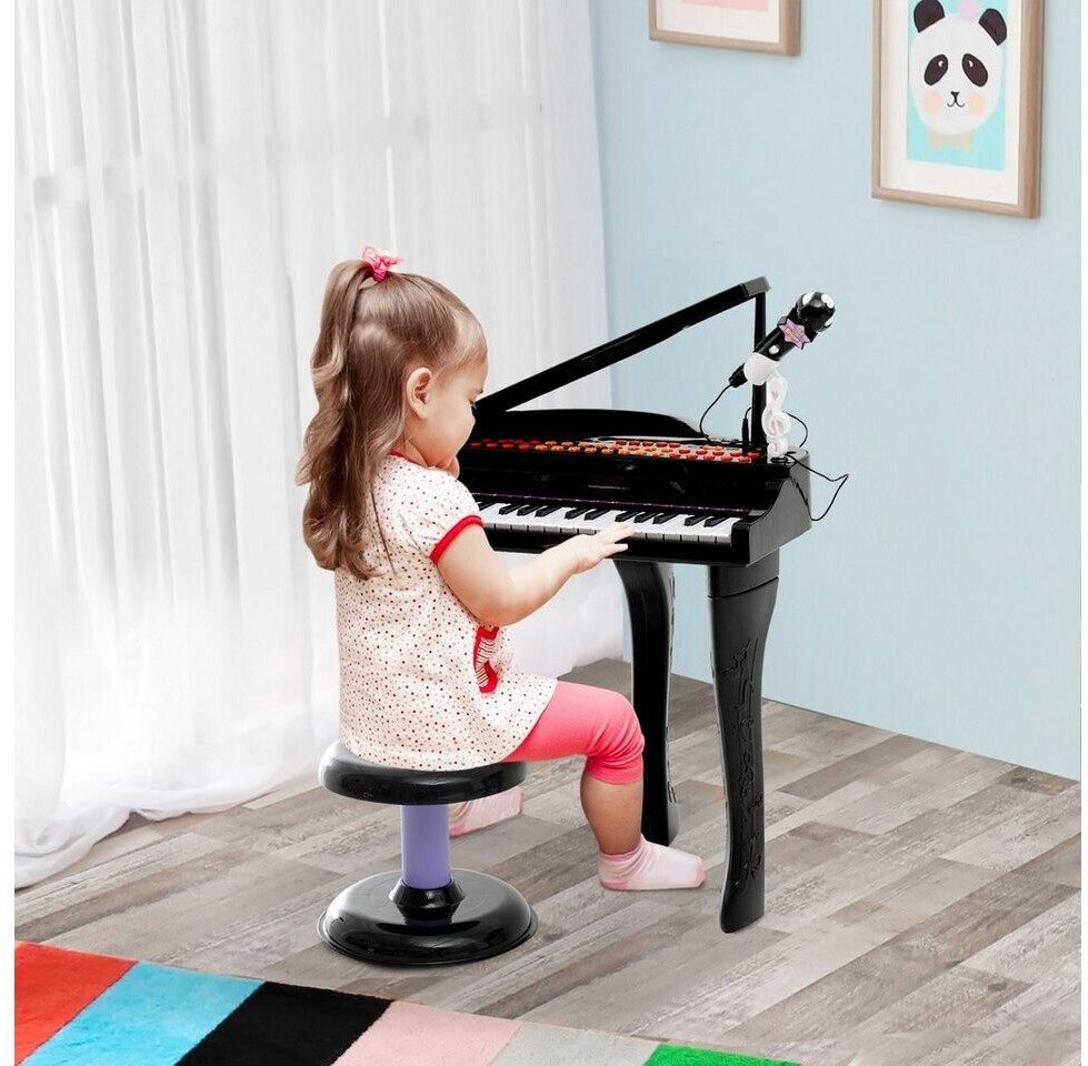 HomCom Kinder-Keyboard 37 Tasten mit Hocker, Mikrofon, LED-Lehrmodus ...