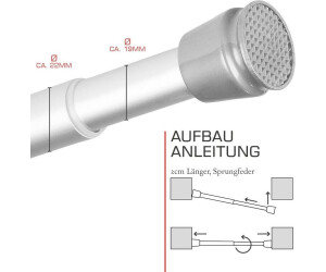 bomoe Neptun Teleskop-Duschvorhangstange 115-200cm, klemmbar, ohne ...