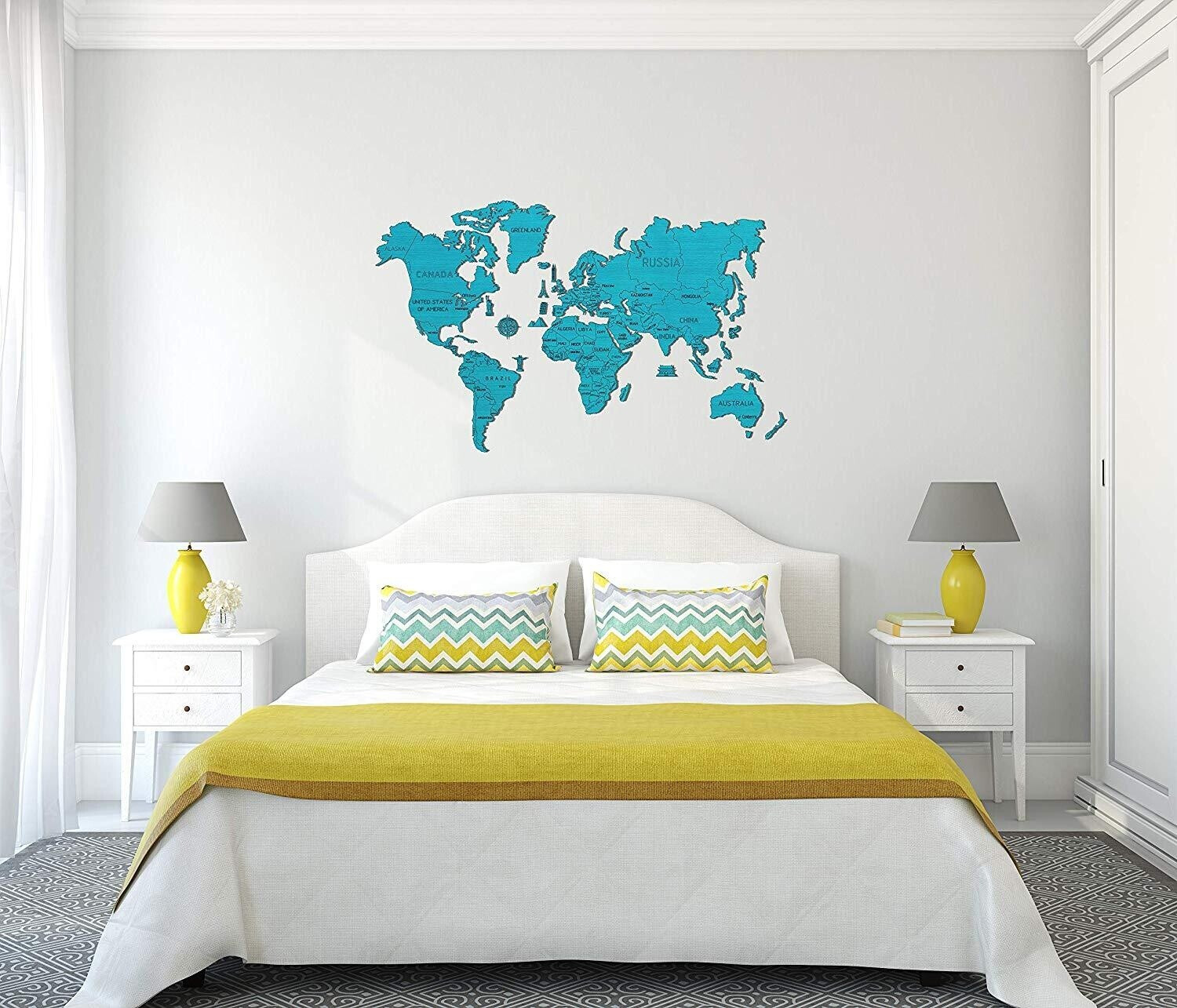 Wooden City Weltkarte Holzpuzzle XL, cyan, 120x80cm (WM504/3-8299) ab ...