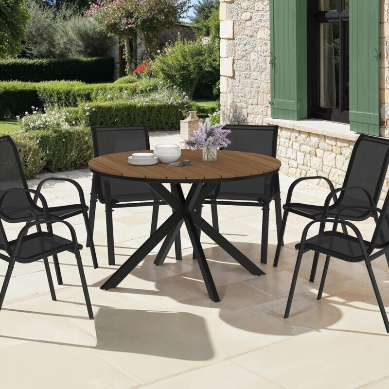 IDMarket Messina Gartenmöbel-Set, runder Tisch 120cm Spinnengestell ...