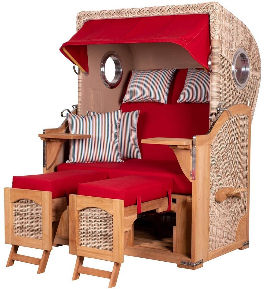 bene living Ammersee 2-Sitzer Strandkorb-Set, Teak, PE Shell (Modell ...