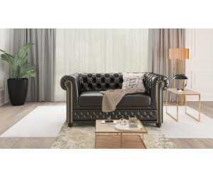 S-Style Möbel Morin Chesterfield-Sofa 2-Sitzer, veganes Leder, schwarz ...