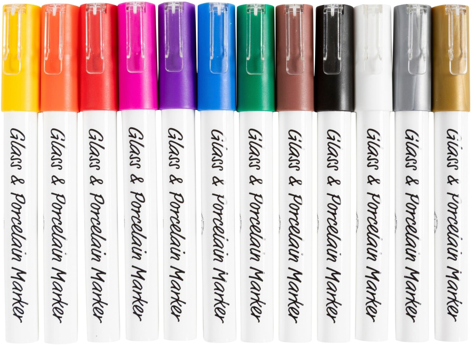 Creativ Company Glas- und Porzellanmarker, 1-2mm, sortierte Farben, 12 ...