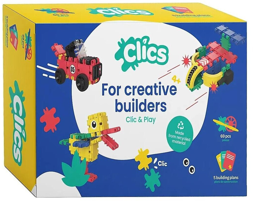 Buy Clics Clic and Play 5-in-1 Construction Set, 69 Pieces, Ages 3 ...