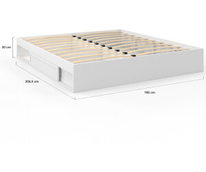 IDMarket Salem Cadre de lit double avec rangements et sommier 180x200cm ...
