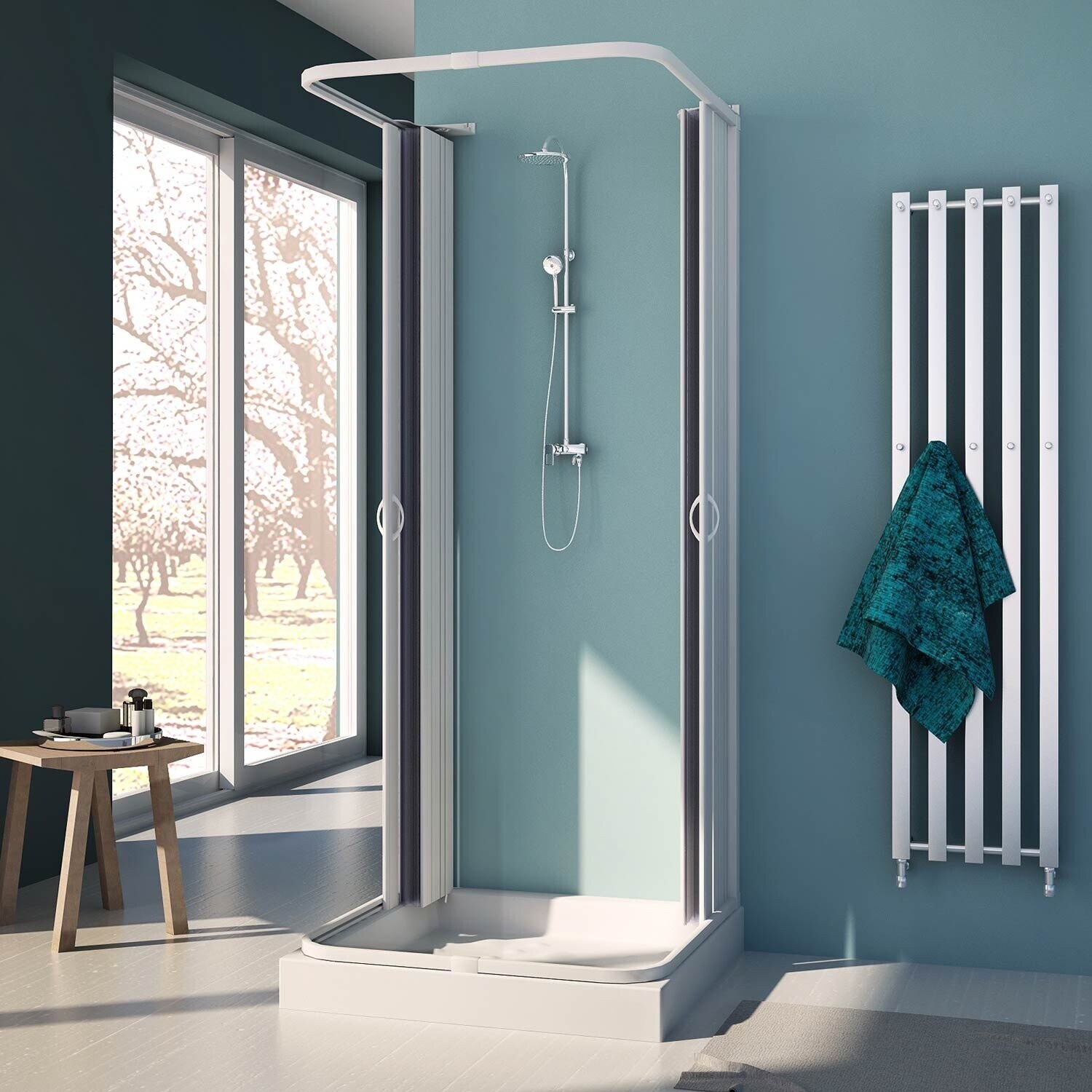 Forte Nova 3-seitige Duschkabine PVC, 2 Schiebetüren, H185cm ab 262,00 ...