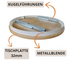 Beautysofa Lumi runder Esstisch ausziehbar Ø100–180cm, schwarz/weiß ...