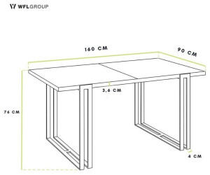 WFL GROUP Lilo ausziehbarer Esstisch, Marmoroptik weiß, Metallbeine ...