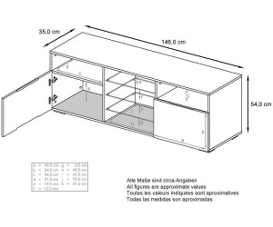 Vladon Granada Lowboard 2 Türen, 6 Fächer, weiß matt / Eiche Nordic ...