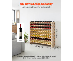 VEVOR Botellero modular apilable, 96 botellas, 8 niveles, madera (ZD ...