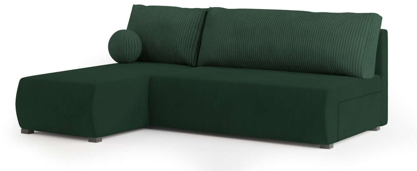 Masseno Parvelo Ecksofa L-Form, Plüsch-Stoff, grün, mit Schlaffunktion ...