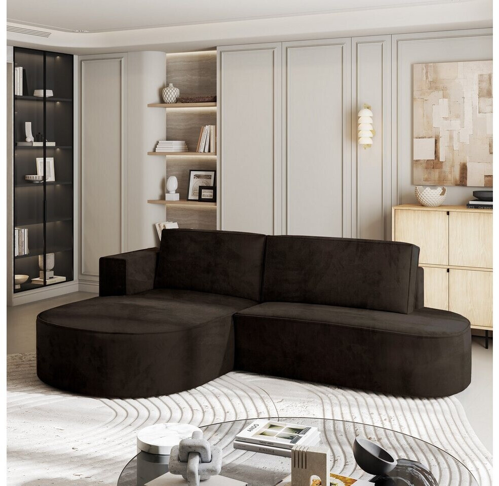 Masseno CORTIO M L-S Ecksofa L-Form, Velours, braun, mit Schlaffunktion ...