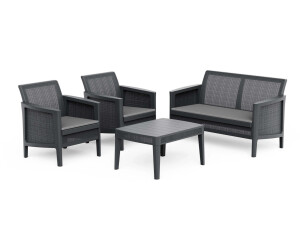 Keter Atlas Forma Garten-Lounge-Set 4-teilig, Graphit, mit Kissen ...
