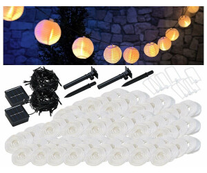Lunartec Solar-LED-Lichterkette 2er-Set, warmweiß, 50 Lampions, IP44 ab ...